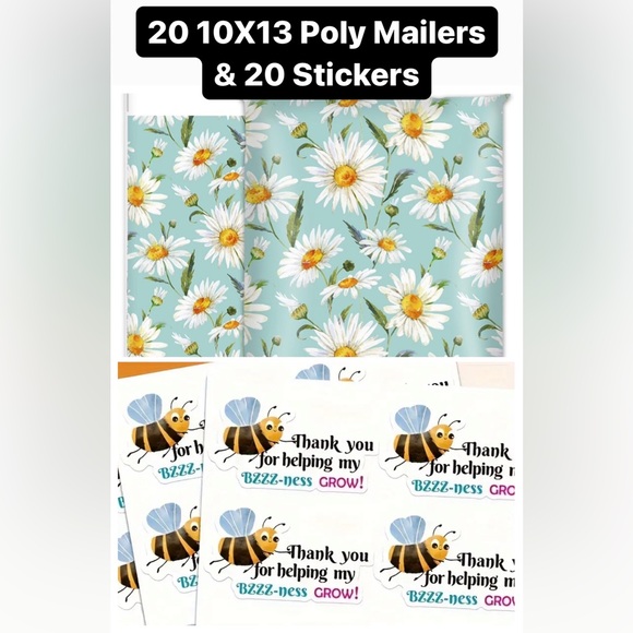 JarThenaAMC | Office | 4 Piece Bundle 20 Daisy Flower Poly Mailers 20 ...